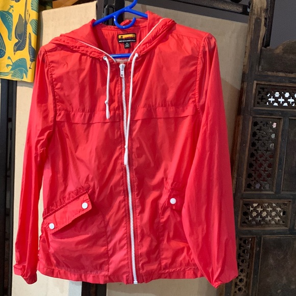 Brooklyn Industries | Jackets & Coats | Lightweight Cherry Red Hooded ...